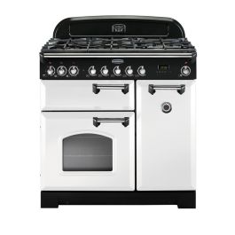 Rangemaster Classic Deluxe 90 Dual Fuel Range Cooker (Chrome Details ...